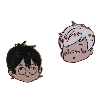 Cute Boy  And Girl Style Hard Enamel lapel pin With Gold/ Rose Gold Plating