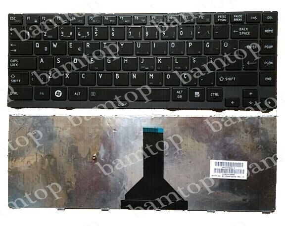 Small Toshiba Laptop Turkish Keyboard Layout With Pointing Stick Black