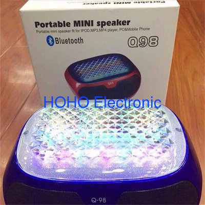Q98 LED wireless bluetooth speaker with FM AUX TF card slot audio music mp3 player supplier