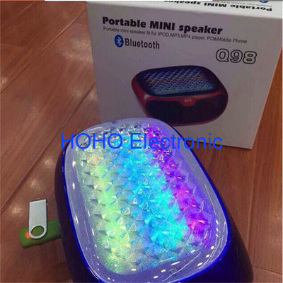 Q98 LED wireless bluetooth speaker with FM AUX TF card slot audio music mp3 player supplier