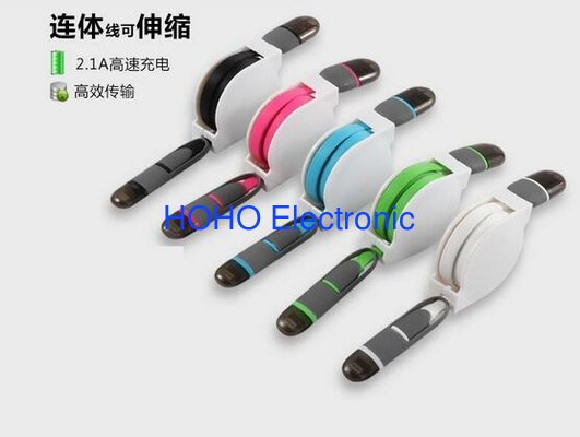 High Speed 2 in 1 usb data cable sync charger Telescopic line Retractable usb cable iphone supplier