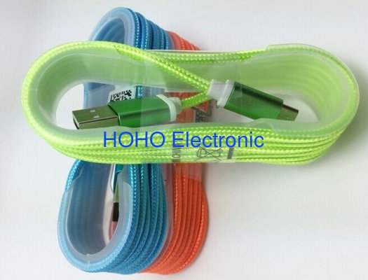 Braided USB Charging Cable For  iphone HTC Sony LG Micro USB Wire Metal Head Plug supplier