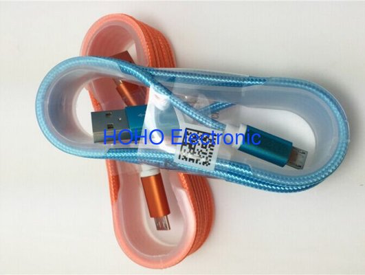 Braided USB Charging Cable For  iphone HTC Sony LG Micro USB Wire Metal Head Plug supplier