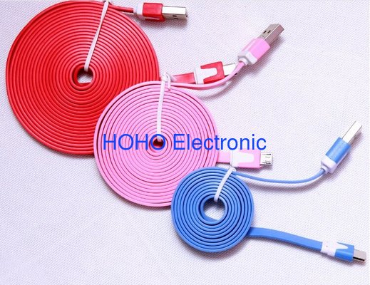 1M 3m data cable Noodle Flat USB 2.0 usb cable usb charging cables for iphone 5 6s plus S6 supplier