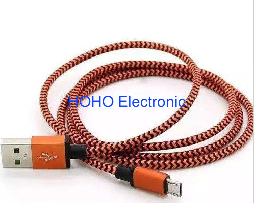 1M 2M 3M Unbroken Metal Connector Fabric Nylon Braid Micro USB Cable Lead charger Cord S7 supplier