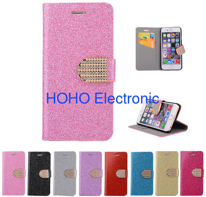 Glitter PU leather wallet Case For iPhone 4 5s 6 plus 7  galaxy s5 s4 S6 S7 NOTE 7 3 5 supplier