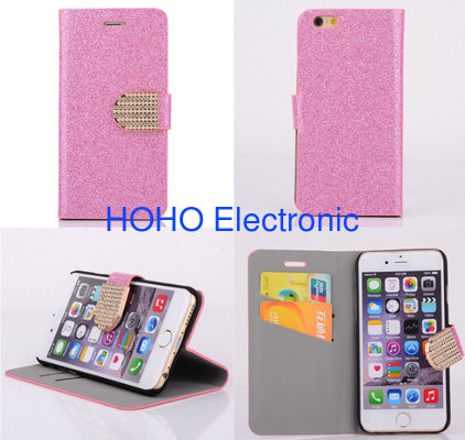 Glitter PU leather wallet Case For iPhone 4 5s 6 plus 7  galaxy s5 s4 S6 S7 NOTE 7 3 5 supplier