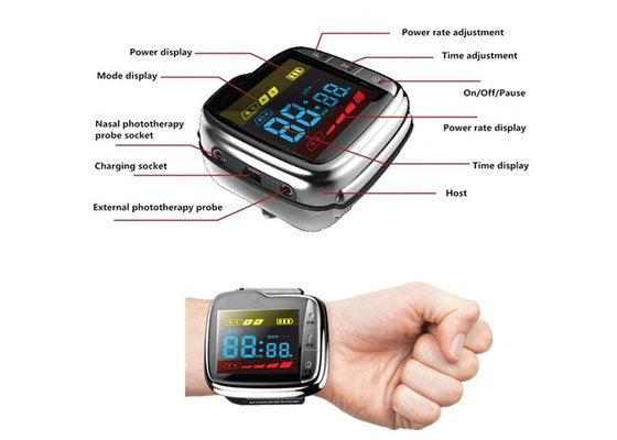 Professional Laser Therapy Watch , semiconductor Laser blood cleaner 18 Holes 650nm Low Intensity