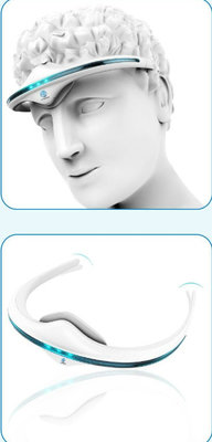 White and Blue electrical impulses headache headband for Stress