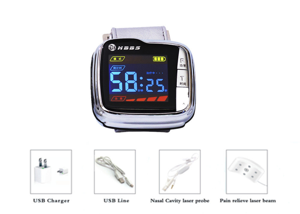 Professional Laser Therapy Watch , semiconductor Laser blood cleaner 18 Holes 650nm Low Intensity