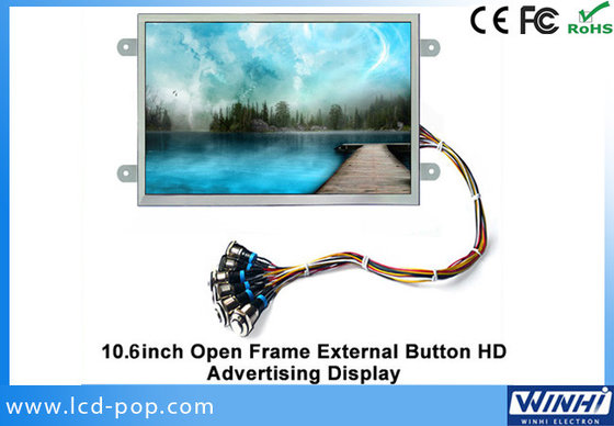 10 inch HD LCD Digital Signage , 12V Open Frame Push Button Advertising Players