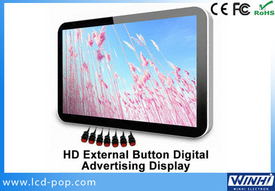 19 Inch External Button LED Advertising Display , USB SD Wall Mounted Digital Signage
