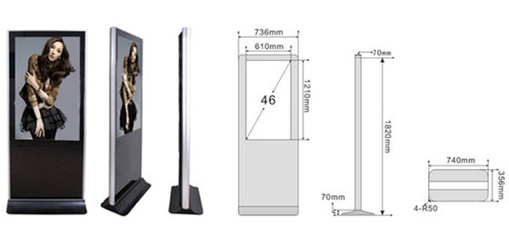Split Digital Signage Kiosk Floor standing Network HD Advertising Display