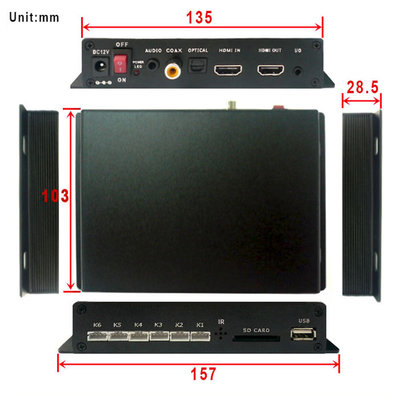1920 x 1080 Push Button RS232 Control Streaming Media Player With COAX Optical HDMI Output