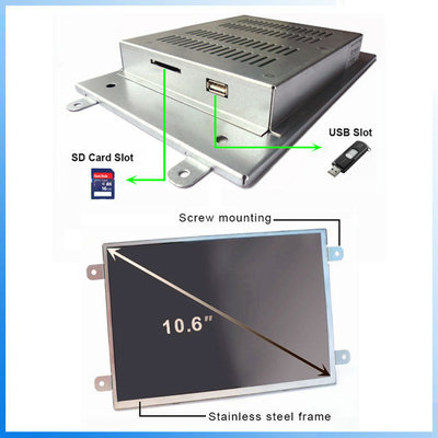 1366 x 768 Open Frame Digital Lcd Advertising Player H.264 12V / 1.0A