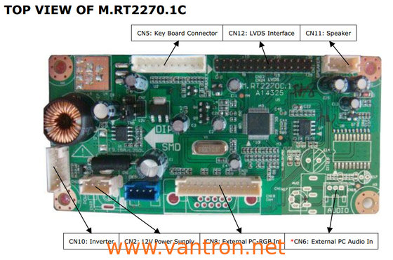 M.RT2270C.1 LCD Display Controller Board with VGA Connector