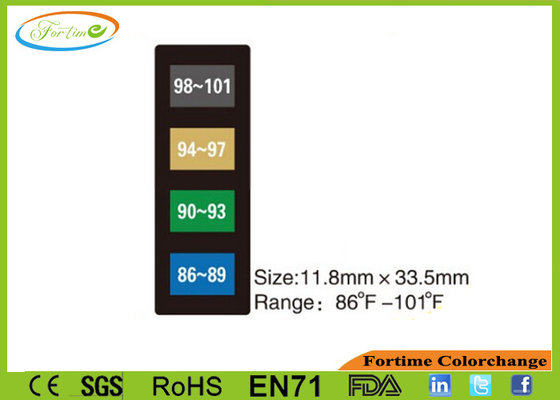 Eco Friendly Adhesive Thermometer Sticker From 86~101℉ , FDA  Approved
