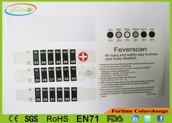 Thermochromic PET Forehead Head Strip Digital For Baby Body Fever
