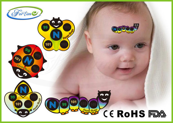 Mercury free Forehead Thermometer Strip , Lovely Baby PET LC Thermometer Card 36 ~ 40℃