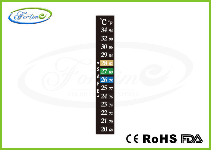 Color Changing Liquid Crystal Aquarium Thermometer Strip with Back Adhesive Sticker