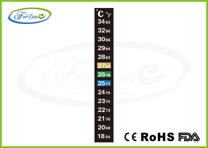 Environmental Friendly PET Sticker Thermometer LCD Back Adhesive For Home 18 - 34 ℃