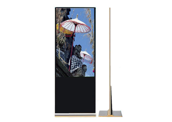 Golden Color Indoor Digital Signage Totem , Free Standing Lcd Video Player 43"