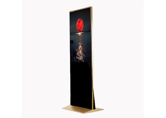 Golden Color Indoor Digital Signage Totem , Free Standing Lcd Video Player 43"