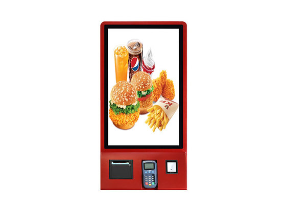 27 Inch Lcd AD Display Restaurant Fast Food Self Ordering Kiosk With Ticket Printer