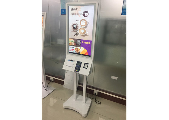 27 Inch Lcd AD Display Restaurant Fast Food Self Ordering Kiosk With Ticket Printer