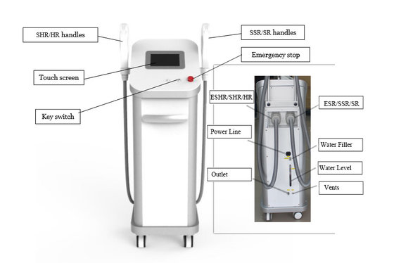 3000w IPL SHR E-light 3 system in 1 machine hair removal machine / IPL hair removal 16*50mm big spot size