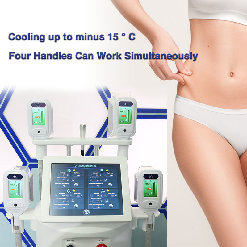 360 4 handle working Cryolipolysis Fat Freeze Slimming Machine With 1600W Output Power