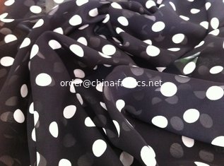 China 100D Black White Circle Print Chiffon Fabric supplier