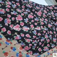China Large Flower Printed Velvet Chiffon Fabric supplier