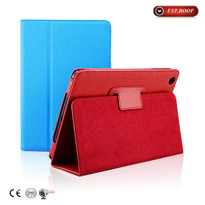Durable Red Women Cowhide Ipad Mini Leather Covers Ipad Mini / 2 Flip Case