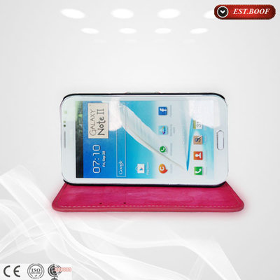 Pink Color Wallet Flip Samsung Galaxy Phone Cases S2 I9100 With Strap