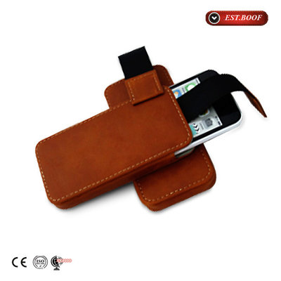 Ultra Slim Iphone5 Blank Brown Leather Cell Phone Cases Pouch Folio With Tab