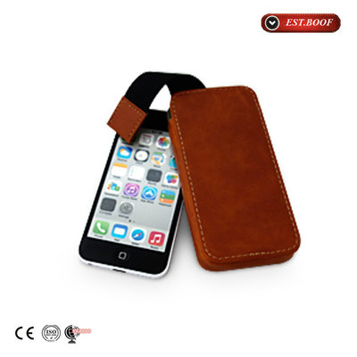 Ultra Slim Iphone5 Blank Brown Leather Cell Phone Cases Pouch Folio With Tab