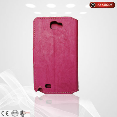 Red Samsung i8552 Pu Leather Cell Phone Covers , Slim Flip Phone Cover