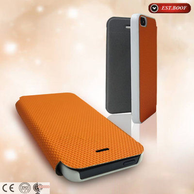 Handmade Book Apple iPhone Leather Cases Slim Leather Qrange For Iphone 5