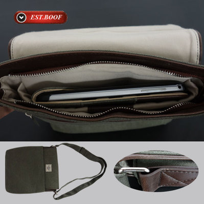 Adjustable Belt Mini Ipad Canvas Bag Custom With Zipper Closure