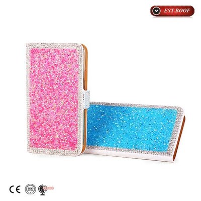 Rhinestone Book Wallet Cell Phone Cases Flip Handmade For Samsung Galaxy s4 / s2