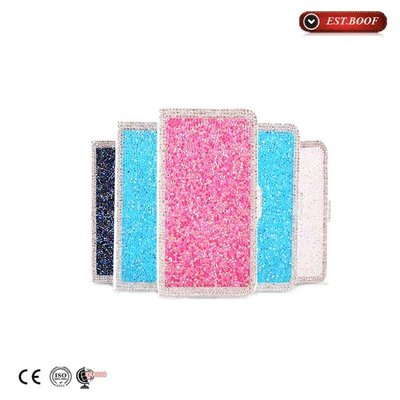 Rhinestone Book Wallet Cell Phone Cases Flip Handmade For Samsung Galaxy s4 / s2