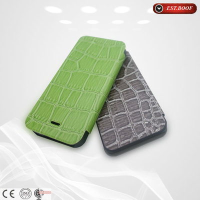 Scratch Resistant Pu Leathe Wallet Cell Phone Cases Green For Iphone 4 / 4s / 5 / 5c