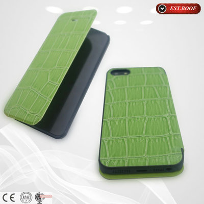 Scratch Resistant Pu Leathe Wallet Cell Phone Cases Green For Iphone 4 / 4s / 5 / 5c