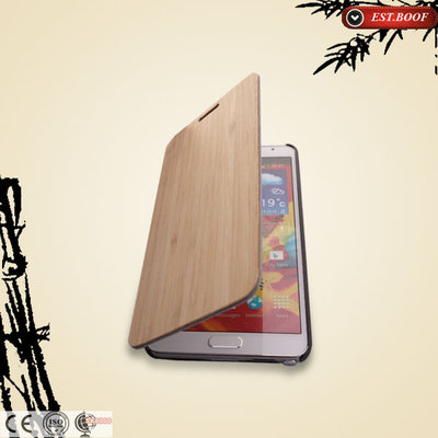 Samsung Galaxy s4 Leather Cell Phone Covers Classical Bamboo With Engraved Logo
