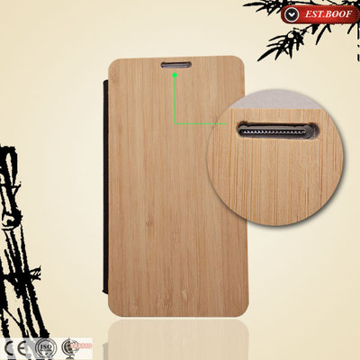 Samsung Galaxy s4 Leather Cell Phone Covers Classical Bamboo With Engraved Logo
