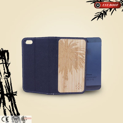 ​Bamboo Chips And Cloth Eco-Friendly Wallet Cell Phone Cases For Iphone 5