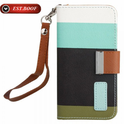 Protable Colorful Pu Leather Wallet Cell Phone Cases Multifunction For Iphone