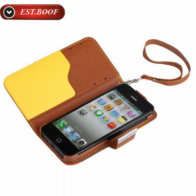 Protable Colorful Pu Leather Wallet Cell Phone Cases Multifunction For Iphone