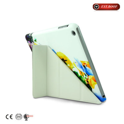 Beautiful Illustration Magnetic Folding iPad Mini Leather Covers With Soft Microfiber Lining